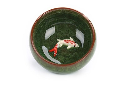 Gift Package 6pcs 3D Golden Fish China tea cup set,Kung Fu T