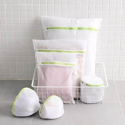 6Pcs/sets Zippered Mesh Laundry Wash Bags Foldable Delicates