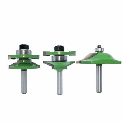 8mm Shank 3pcs Big Cabinet Rail & Stile Tenon Router Bit