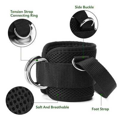 Adjustable 4 D-Ring Ankle Straps Gym with Foot Strap Cable M