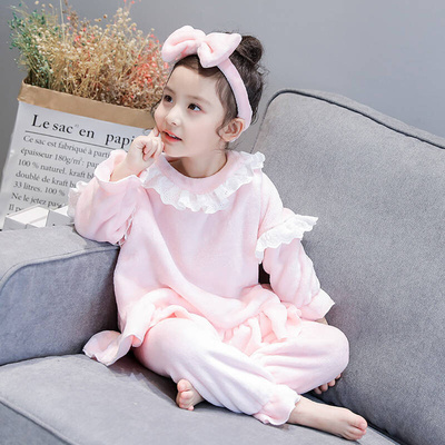 Girls Fall 2021 Pajama Sets Coral Fleece Fashion Clothing Wi