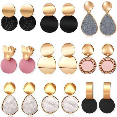 POXAM New Korean Statement Round Earrings For Women Geometri