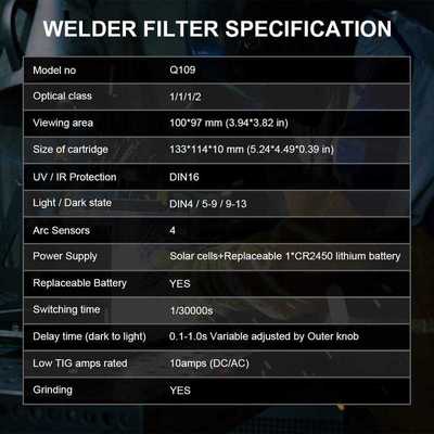 100*97mm Welder Mask Large View Auto Darkening Welding Helme