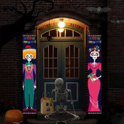 1pair Halloween Couplet Banners For Home Gate Door Hanging