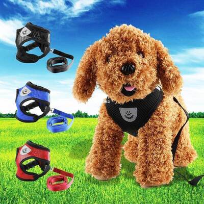 Dog Cat Mesh Harness Soft Adjustable Vest Pet Collars适用于