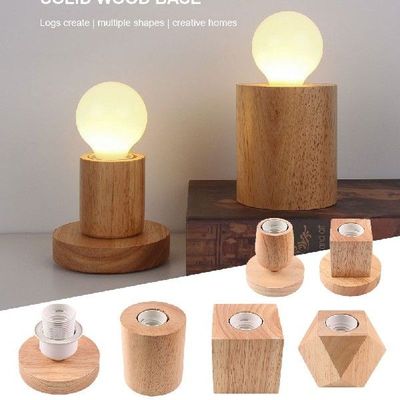 Vintage Table Lamp Base E27 Socket Wooden Beside Desk Lamp
