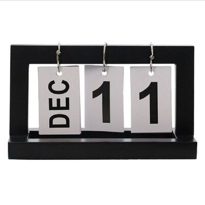 Vintage Wooden Perpetual Flip Desk Calendar Table Display