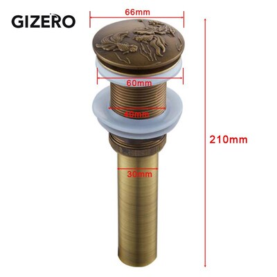 Bathroom Lavatory Basin Sink Pop Up Drain Antique Finish Bra