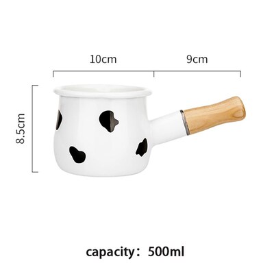 MDZF SWEETHOME 500ml Enamel Milk Pot With Wooden Handle Gas
