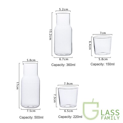 Glass Water Carafe Set with Tumbler Borosilicate Glass Water