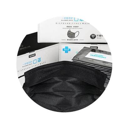 50Pcs Black Face Mask Surgical Disposable 3 Layers Medical