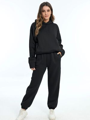 加厚连帽卫衣长裤套装