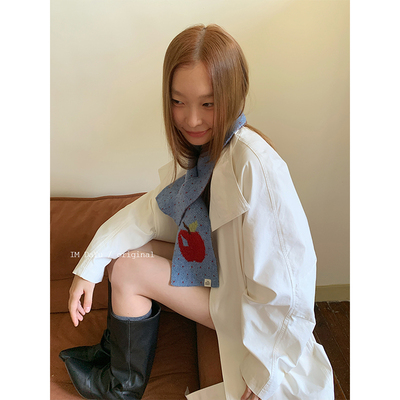 日系复古针织提花苹果围巾