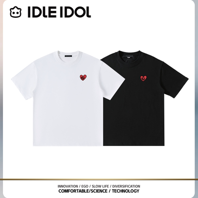 Idle Idol夏季新款印花短袖男款简约宽松圆领百搭情侣休闲T恤