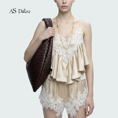 ASDalio桑蚕丝蕾丝拼接吊带