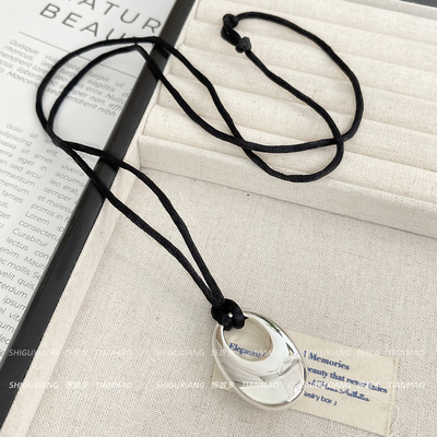 长款黑绳立体水滴项链女款