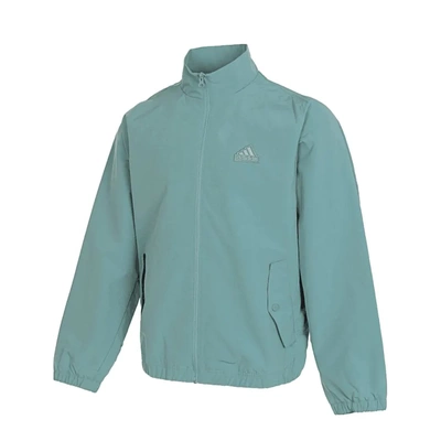 Adidas/阿迪达斯 纯色防风防泼立领夹克 男女同款 JI6658 浅蓝