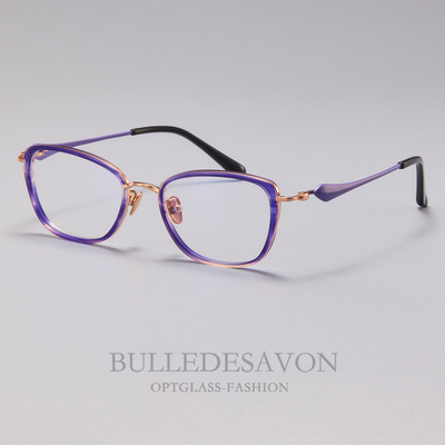 闪紫OTO纯钛近视眼镜框异形猫眼纯钛板材男女素颜可配度数防蓝光