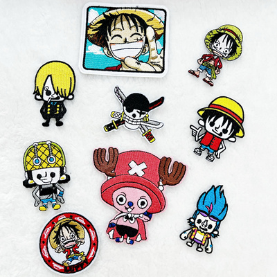 海贼ONE PIECE路飞卡通服装刺绣布贴动漫周边刺绣破洞修补丁熨贴
