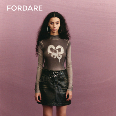 FORDARE做旧logo针织打底衫
