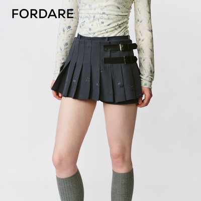 FORDARE/福蝶25早秋樱桃刺绣真两件百褶裙裤