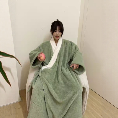 猴哥同款睡袍冬季珊瑚绒加厚保暖