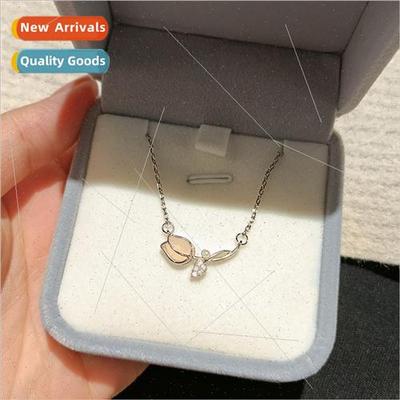 Chalcedony tulip cat eye stone necklace women niche high-cla