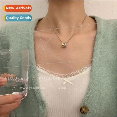 Clashing color double ring pendant necklace niche ins minima