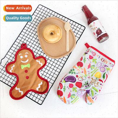Cotton linen cute gingerbread man baking mts printed microwa