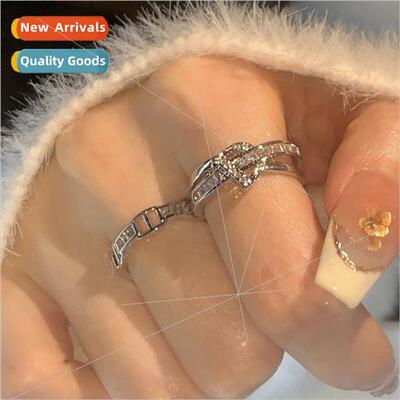 Koreadiamond letter ring female ins niche premium hundred wh