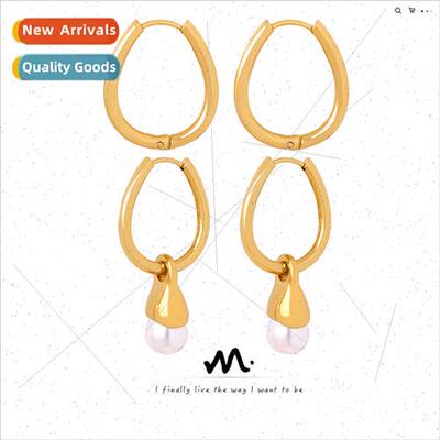 Europe new wild tanium steel gold-plated earrings simple nic
