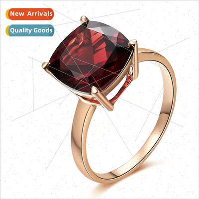 Rose Gold Colored Gemstone Ring 4.5 Carat Natural Garnet Rin