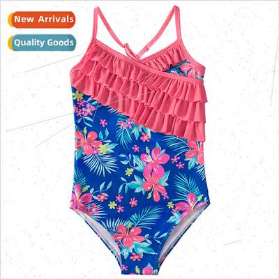 insEurope girls swimsu girls middle and large children ruffl