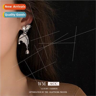 lver needle wh diamond oil drop earrings Europe earrings ear