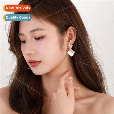Geometric Square Two Color Earrings适用Women Fashion Simple