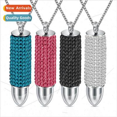 men bullet head diamond encrusted tanium steel pendant bulle
