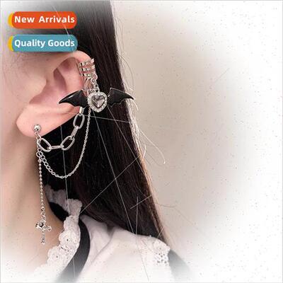 Punk Hottie Earrings Earrings Clip All-in-One Heart Rhinesto