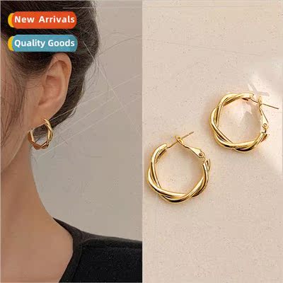 925 silver needle Koreatwist earrings simple earrings female