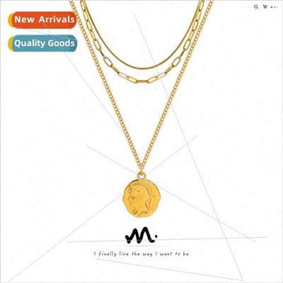 Europe ins hip-hop portra pendant multi-layer layered neckla