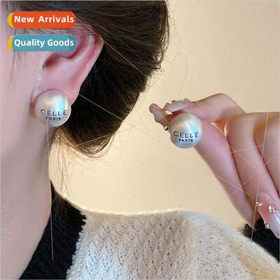S925 silver pin female frosted brushed gold pea earrings nic