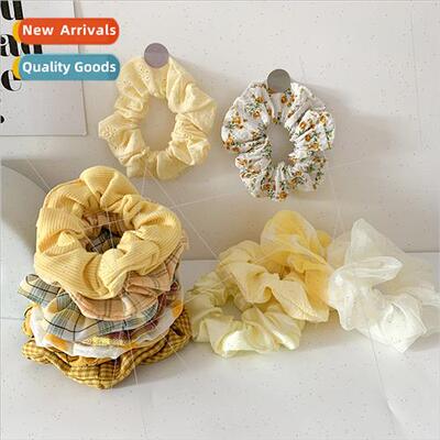 Korea BM yellow sausage hair ring retro fat sausage ring Mor