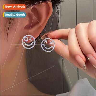 Fashion Hundreds sparkling diamond smiley face earrings fema