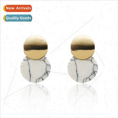 Korea fashion new simple earrings wild imation marble geomet