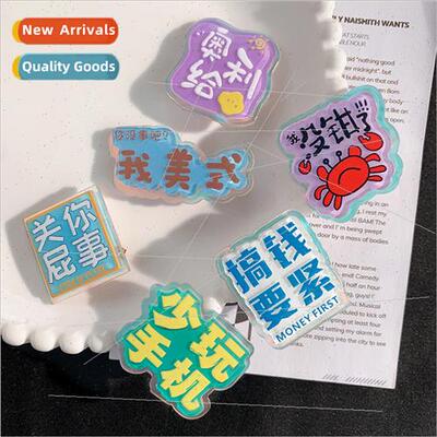 girls quirky cartoon text hair clips sweet girls playful fun