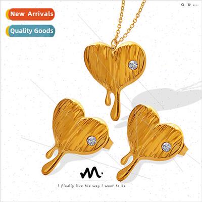 Europe Jewelry Set Melting Heart Zirconia Set Pendant Neckla