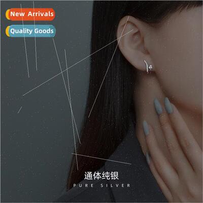 S925 lver Heart Double Layer Zirconia Earrings Peach Heart S
