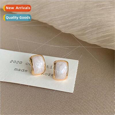 Beige drop glaze earrings earrings 2023 new tide simple bead