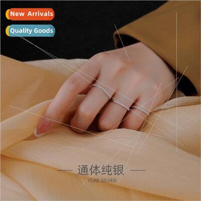 S925 silver plated Japan fine diamond handmade ring simple f
