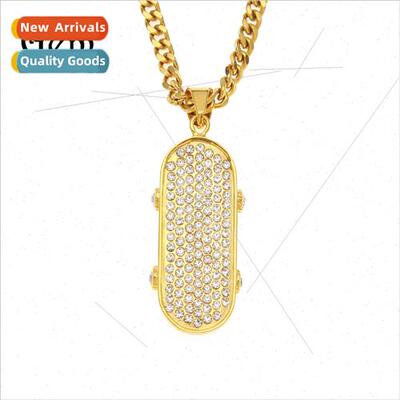 Hip Hop Electroplated Stainless Steel Full Diamond Skateboar