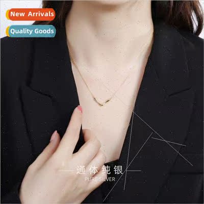 Korea ins niche hundred S925 silver antler necklace female s